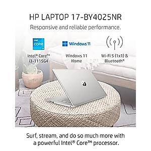 HP 17 Laptop PC, 11 Generation Intel Core, 4 GB RAM, 256 GB SSD, UHD Graphics, 17.3" HD+ Display, Windows 11 Home, Wi-Fi & Bluetooth Combo, 7 Ports, Long Battery Life, HD Webcam (17-by4025nr, 2022)