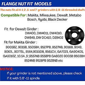 Angle Grinder Wrench Angle Grinder Nut 2PCS Grinder Flange Nut 5/8-11 Grinder Nuts Compatible with Dewalt Milwaukee Makita Bosch Ryobi Black Decker Grinder Parts …