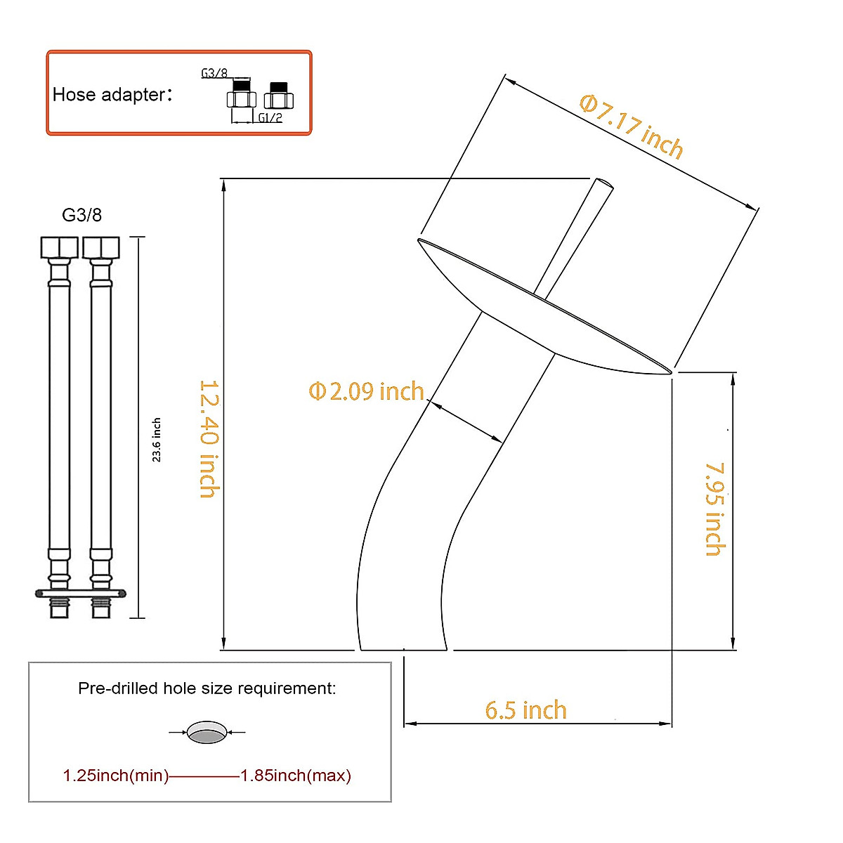 Waterfall Black Bathroom Vessel Faucet Glass Spout 360° Swivel Single Handle One Hole Solid Brass Bowl Faucet Bath Lavatory Vessel Sink Vanity Faucet Tall Body for Above Counter Sink