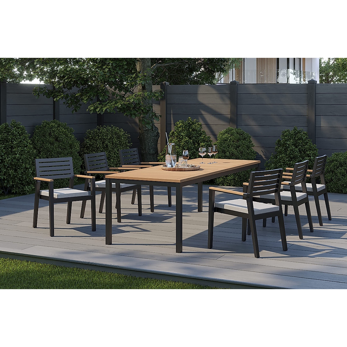 NewAge Products Outdoor Furniture Rhodes 7 Piece Dining Set with 96" Table, 91538