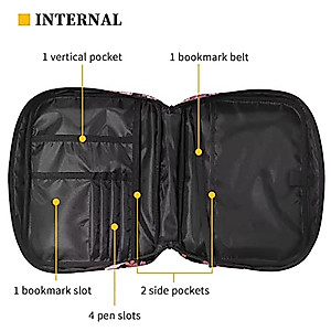 Coloranimal Pink Cherry Blossom Flower Bible Covers Book Cover for Women Girls Christmas Gift Scripture Bible Case Church Bags Protective with Handle and Zippered,Pink Axolotl