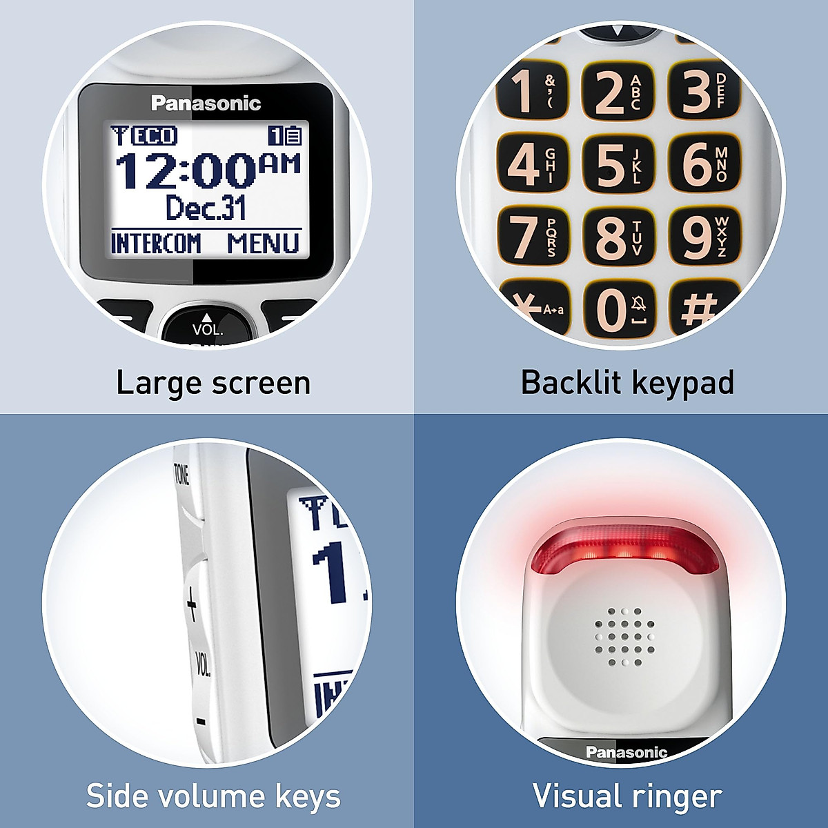 Panasonic Amplified Cordless Phone KX-TGM420W with Enhanced Noise Reduction and Digital Answering Machine - 1 Handset (White)