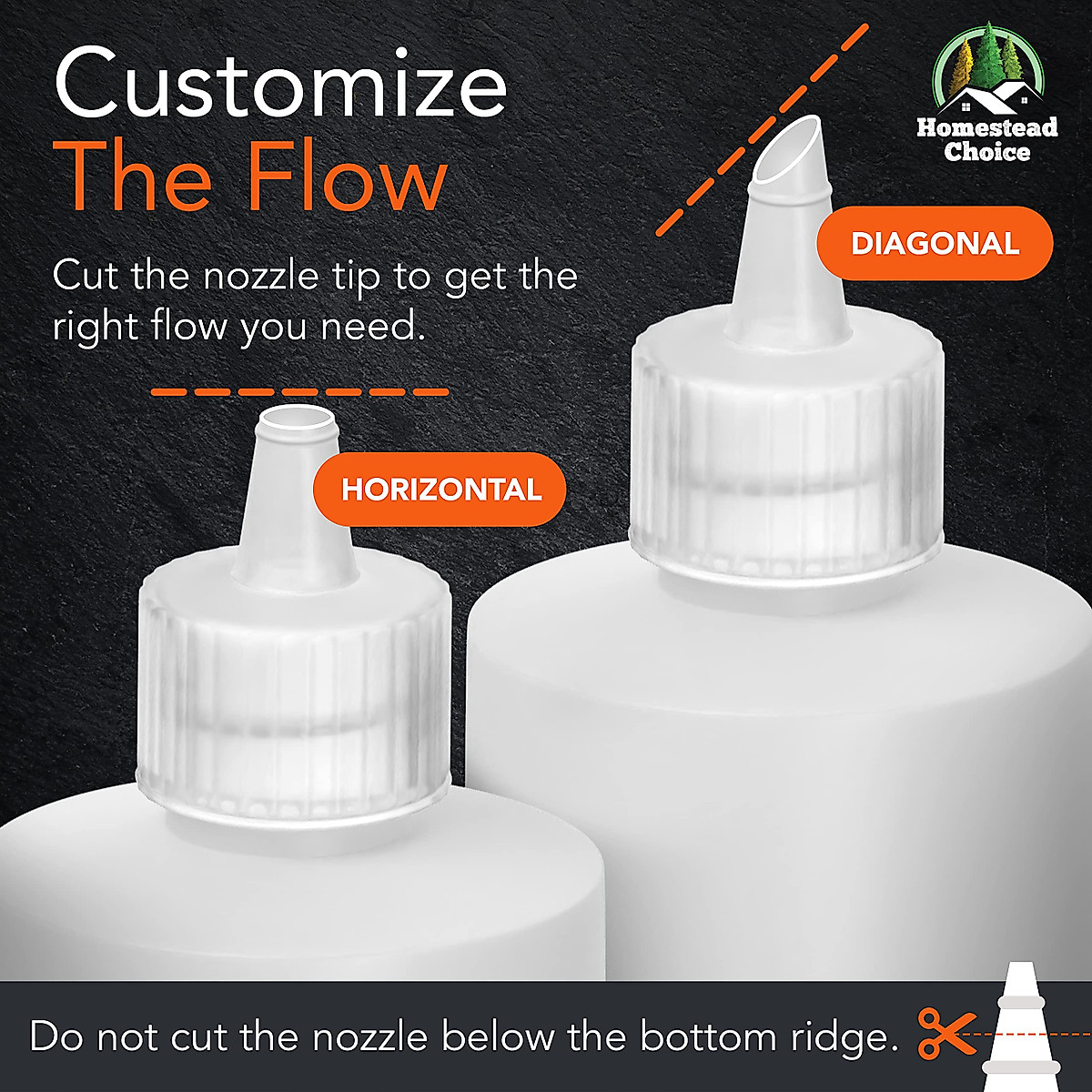 6-pack Plastic Squeeze Bottles for Sauces - 16 OZ Condiment Squeeze Bottles for Liquids - Made in USA - BPA Free Squirt Bottles with Cap - Ketchup, Syrup, Oil, Dressings, Honey & Arts and Crafts