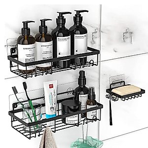 AOZBZ Shower Caddy, 3 Pack Adhesive Shower Organizer No Drilling Rust-proof Bathroom Storage Shelves Hanging Shower Caddy Bathroom Accessories