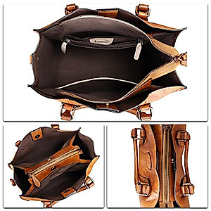 Genuine Leather Satchel Purses Handbags for Women Top Handle Shoulder Bags Lady Crossbody Tote Bags (Brown)