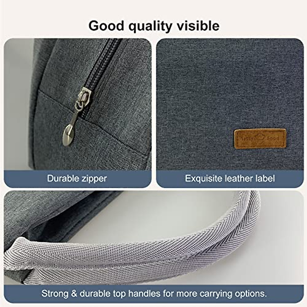 Mziart Lunch Bag for Women Men Reusable Lunch Bags Simple Lunch Tote Bag Modern Insulated Lunch Box Food Container Lunch Cooler Bag for Work Office Travel Picnic (Gray)