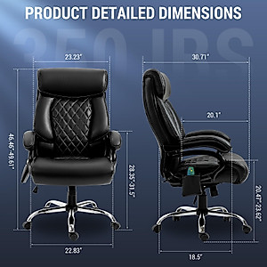 Duoku Massage Office Chair - Back Vibration Massage, Big and Tall Executive Desk Chair for Heavy People, High Back Computer Chair Wide Spring Seat, Strong Metal Base Quiet Wheels