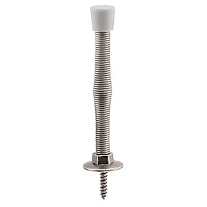 Prime-Line MP10112-1 Door Stop, Spring Steel, Satin Nickel, Rubber Tip, Baseboard Mount (Single Pack)