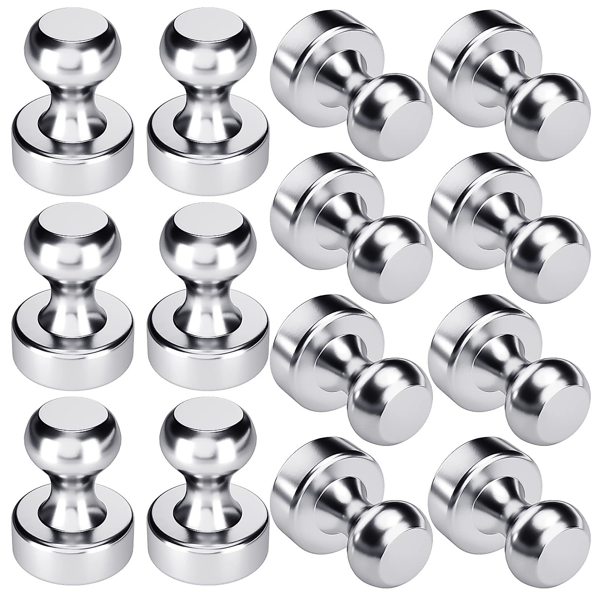 16Pcs Fridge Magnets Refrigerator Magnets, Strong Metal Magnets for Whiteboard, Magnets Fridge, Magnets for Kitchen, Office, School, Adults, Brushed Nickel