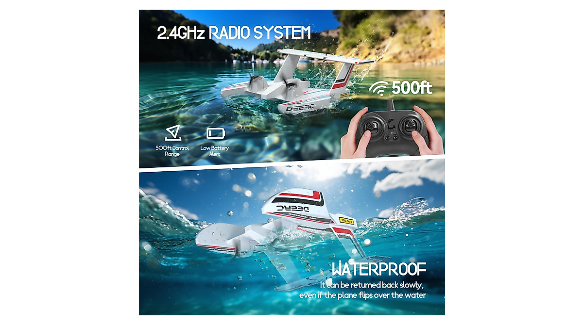 DEERC Amphibious RC Plane - Water & Air Adventure