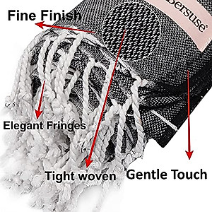 Bersuse 100% Cotton - Anatolia XL Throw Blanket Turkish Towel - 61 x 82 Inches, Anthracite