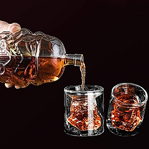 FS Transparent Creative Whiskey Decanter Set With 2 Glasses, Wine,Brandy, Scotch,Vodka, Whiskey Carafe for Brandy, Liquor-750ml Gifts for Men, Dad,Husband, Boyfriend