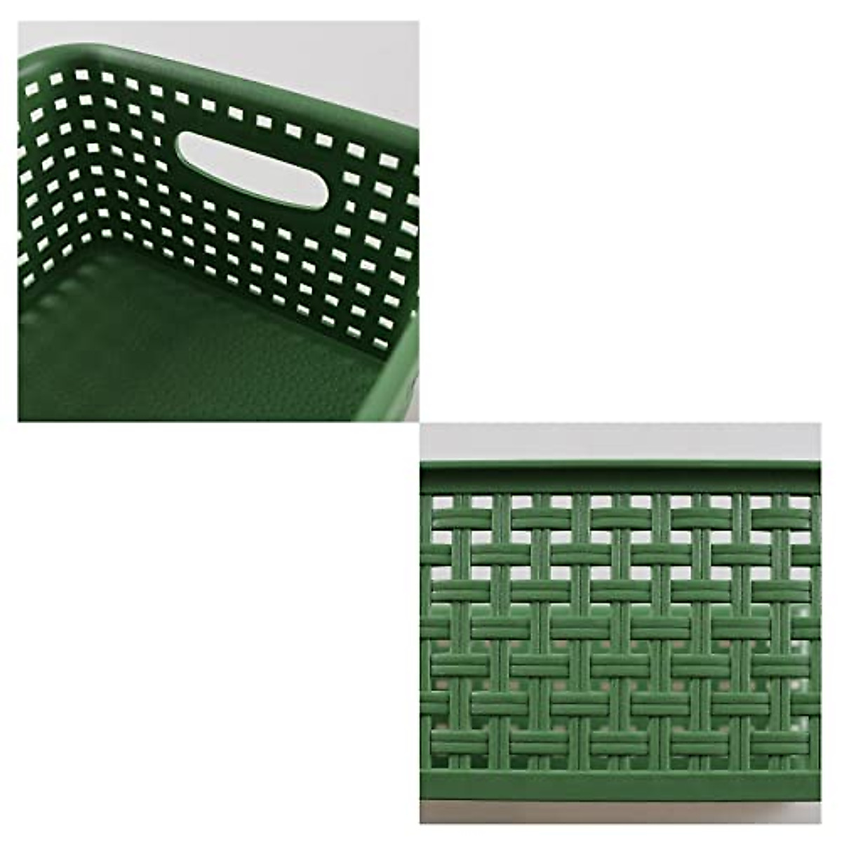 Fiazony Woven Plastic Storage Basket, 10.03" x 7.55" x 4.09", Set of 6