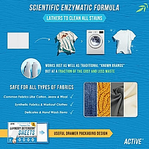 Laundry Detergent Sheets Eco Washing Strips - 80 Loads Package, Free & Clear Liquidless Clothes Washer Sheet, Zero Waste Travel Laundry Strip, Dissolvable Space Saving Sheets For HE - Fragrance Free
