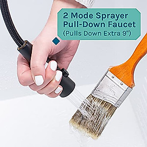 White Utility Sink by JS Jackson Supplies, Tehila Luxe Laundry Tub, Matte Black Hi-Arc Coil Faucet, Soap Dispenser