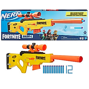 Nerf Fortnite BASR-L Bolt Action, Clip Fed Blaster - Includes Removable Scope, 6-Dart Clip and 12 Official Elite Darts