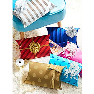 American Greetings Pillow Gift Boxes for Christmas and All Holidays, Multicolored Polka Dots and Stripes (4 Boxes)