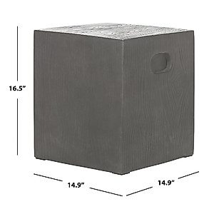 SAFAVIEH Outdoor Collection Cube Modern Dark Grey Concrete Accent Table (Fully Assembled)