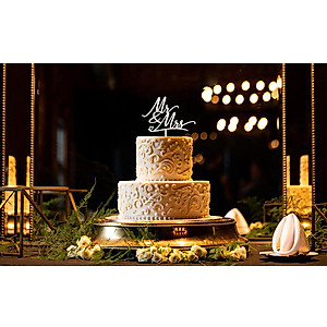 Mr & Mrs Cake Topper, Silver Glitter Wedding - Anniversary - Bridal Shower Cake Decor, Rustic Chic Bride and Groom Cake Topper