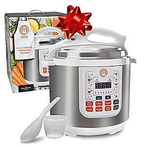 MasterChef 13-in-1 Pressure Cooker- 6 QT Electric Digital Instant MultiPot w 13 Programmable Functions- High and Low Pressure Slow Non-Stick Pot Cooking Warmer Options, LED Display, Delay Timer, Rice