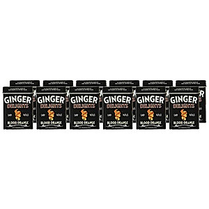Ginger Delights Blood Orange Candy | Genuine Ground Ginger Root, Natural Flavors | Kosher Certified, Vegan, Gluten Free | Aspartame & Xylitol Free | 30 Count Tin (Pack of 12)