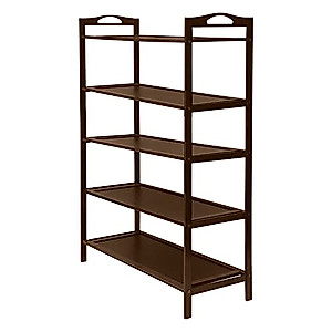 DNYSYSJ Bamboo Shoe Rack Organizer 5-Tier Shoe Shelf Storage Freestanding Shoes Shelf Stand for Entryway Hallway Closet (Brown)