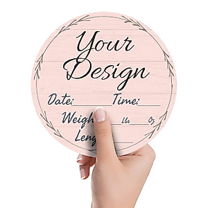 Baby Newborn Announcement Sign Personalized Custom Name Gender Reveal Girl Boy Neutral Nursery Wall Decor Gifts Hello World Hospital Photography (Farmhouse Pink)