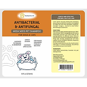 Healthy Paw Life Classic's Lime Sulfur Pet Shampoo - Pet Care and Veterinary Solution for Itchy and Dry Skin - Safe for Dog, Cat, Puppy, Kitten, Horse