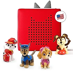 Toniebox Audio Player Starter Set with Chase, Skye, Marshall, and Playtime Puppy - Listen, Learn, and Play with One Huggable Little Box - Red