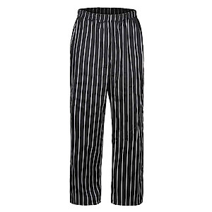 TopTie Men's Black Stripe Cargo Style Kitchen Work Chef Pant
