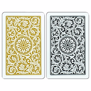 Copag 1546 Design 100% Plastic Playing Cards, Bridge Size (Narrow) Black/Gold (Jumbo Index, 1 Set)