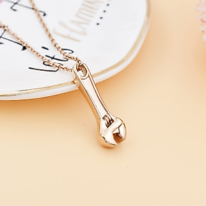 Sheng Jewelry Wrench Cremation Jewelry for Ashes Stainless Steel Tool Urn Pendant Locket for Men Women Spanner Keepsake Memorial Necklace for Human Ashes Holder (Rose Gold),S022-6