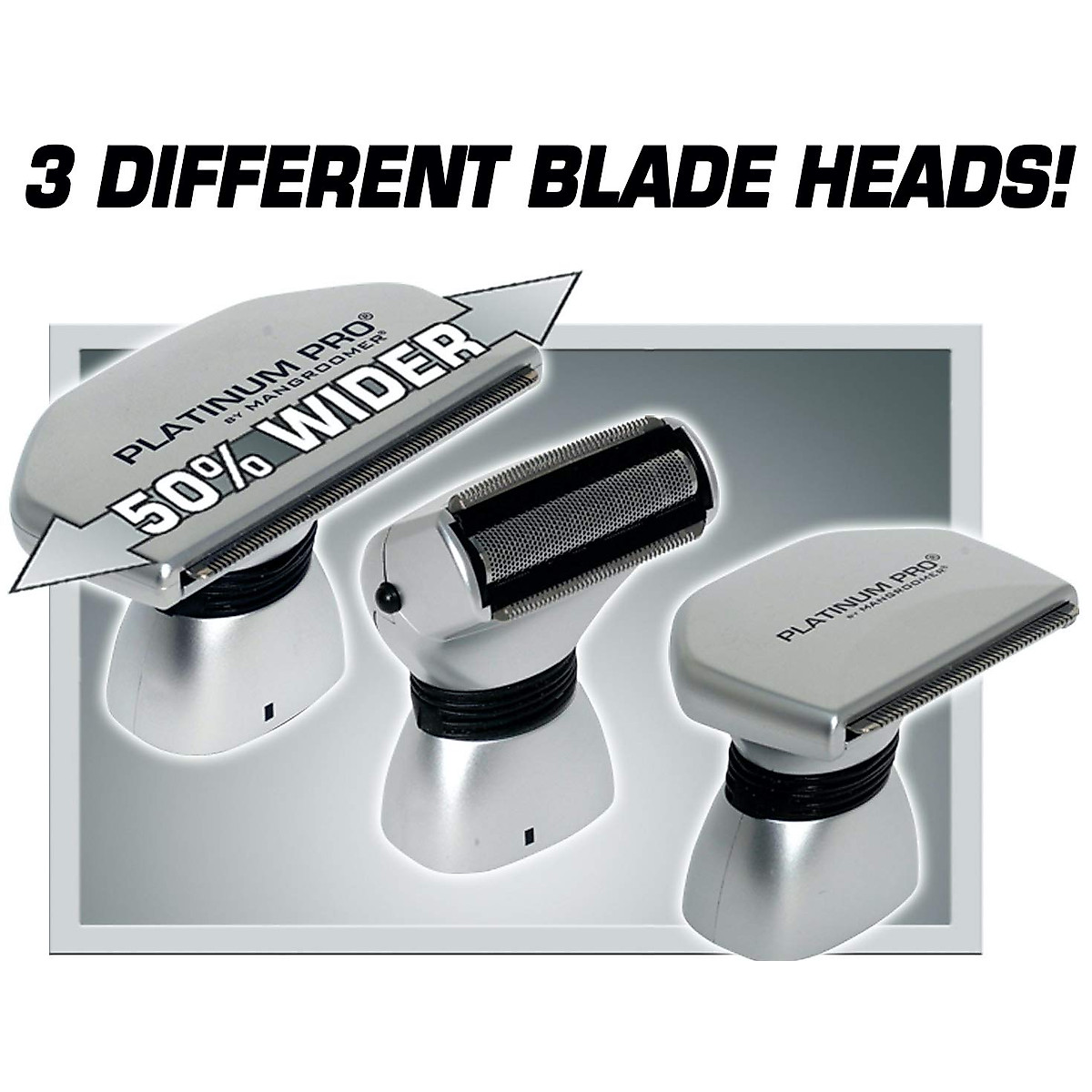 MANGROOMER - PLATINUM PRO New Back Shaver with 3 Shock Absorber Flex Heads, Power Hinge, Extreme Reach Handle & Bonus Case! (Generation 8.0), 4 Piece Set