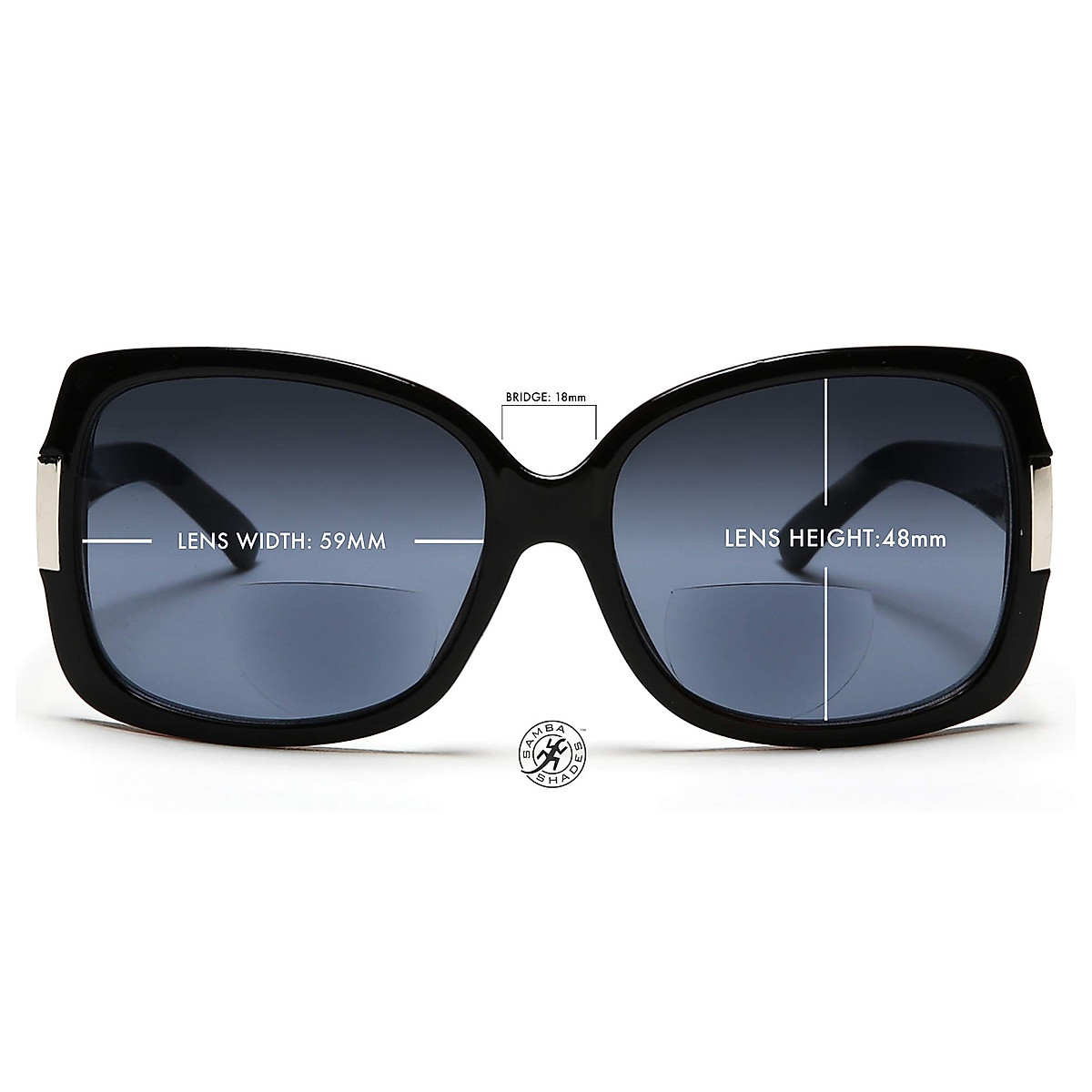 SAMBA SHADES BiFocal Sun Readers Fashion Reading Sunglasses for Women Jackie O French Riviera SunReaders Style in Black +2.50