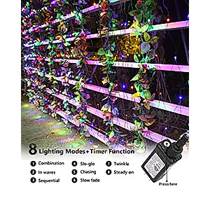 Flacchi Multicolor Net Lights, 6 ft x 4 ft 160 LED 8 Modes Low Voltage Mesh Net Lights Connectable Green Wire String Lights for Christmas Trees, Bushes, Wedding, Garden, Xmas Outdoor Decorations