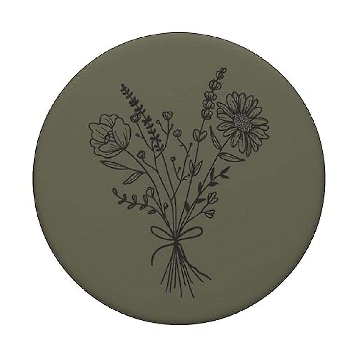 Olive Green Wildflower Floral Flower Design PopSockets Standard PopGrip