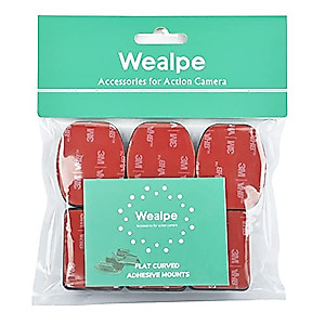 Wealpe Adhesive Mounts Helmet Flat Curved Mounts with 3M Sticky Pads Tape Compatible with GoPro Hero 11, 10, 9, 8, 7, Max, Fusion, 6, 5, 4, Session, 3+, 3, 2, 1 Cameras