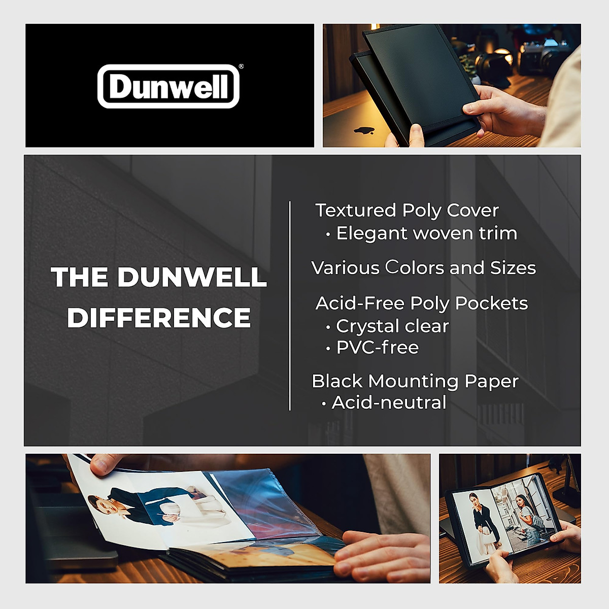 Dunwell Small Photo Albums 4x6 - (2 Pack, Black), Flexible Cover, Portfolio Binder with 24 Sleeves, Holds 48 6x4 Photos, Artwork or Postcards, Mini Picture Brag Books