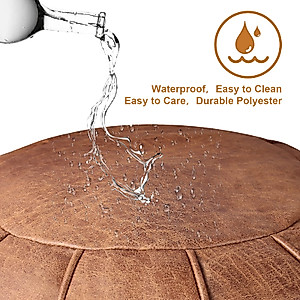 Louis Donné Unstuffed Moroccan Ottoman Pouf Cover, Supersoft Handmade Faux Moroccan Decor, Storage Solution, Foot Rest, Footstool, Pouffe Seat for Balcony Office Indoor 21dia Chestnut Brown