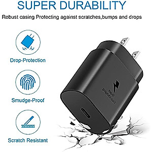 Samsung Super Fast Charging,25W USB C Wall Charger Block with 5FT Type C Cable Compatible Samsung Galaxy S22/S22+/S22Ultra/S21/S21+/S20/S20+/S10/S10e/S9/S9 Plus/S8/S8 Plus/Note 20/Note 10/Note 9/Note8