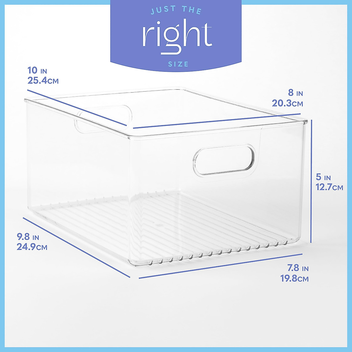 primebox 6 Pack Clear Plastic Organizer Bins with Handles for Home Organization. Storage Containers for Organizing Fridge, Freezer, Cabinet. Pantry, Great for Kitchen, Garage, Laundry Room. 10"x8"x5"