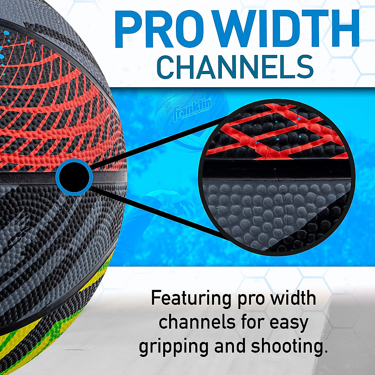 Franklin Sports Mystic Basketball - Official Size Basketball - Indoor + Outdoor Basketball - 29.5" Rubber Basketball - Air Pump Included