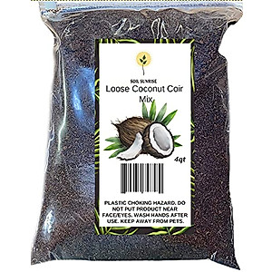 Loose Coconut Coir Mix, Coconut Coir for Gardening, and Reptile Substrate, All Natural, PH Balanced Double Washed Coco Peat 4qt