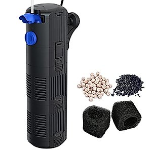 NICREW Aquarium Internal Filter, Fully Submersible Fish Tank Filter with 3-Stage Filtration, Waterflow and Direction Adjustable, 8W