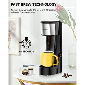 Vimukun Single Serve Coffee Maker Coffee Brewer Compatible with K-Cup Single Cup Capsule, Single Cup Coffee Makers Brewer with 6 to 14oz Reservoir, Tall Size KCM010A (Black)