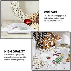Angoily Christmas Tree Shaped Platter Ceramic Christmas Serving Platter Tray with Xmas Tree and Snowman Printed for Appetizer, Food Snacks, Fruit, Dessert for Xmas Party Table Decor, 26. 5x23. 2cm