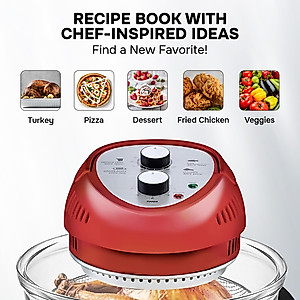 Big Boss 16Qt Large Glass Air Fryer Non Toxic – Large Halogen Oven Cooker with 50+ Air Fryers Recipe Book for Meals for Entire Family, Healthier Oil-Free Crispy Foods As Seen on TikTok