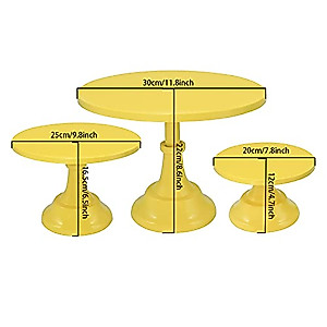 3-Set Cake Stand Set, Metal Cupcake Dessert Holder Party Serving Tray for Baby Shower Wedding Birthday Parties Celebration,Yellow