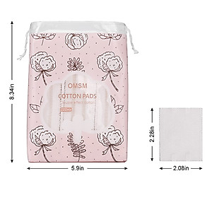 OMSM Cotton Pads, Facial Lip & Eye Makeup Remover Pads,100% Pure Cotton Effective Cosmetic Cotton Squares,Hypoallergenic, Lint-Free(222PCS)