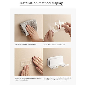 STORICANS Universal Hair Dryer Holder, Blow Dryer Hanger Wall Mount for Hair Dryer Hook with Plug&Cord Organizer Self Adhesive for Cabinet Bathroom |White | 5x4 Inch